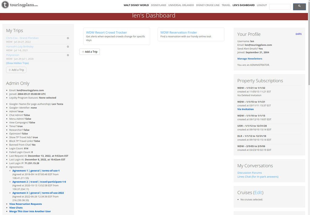 TP Website Redesign - the Dashboard - Walt Disney World - TouringPlans ...