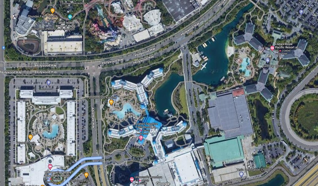 Walking to different resorts from Sapphire Falls - Universal Orlando ...